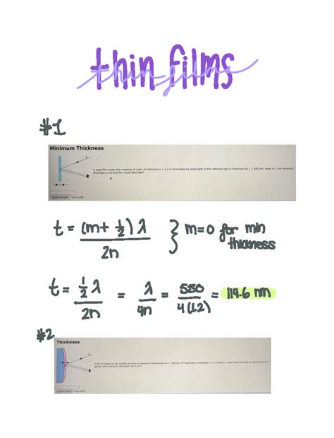 Lon Capa Lon Capa Answers In Waves Thinfilmes I T MII M O For Min Thickness T Tf