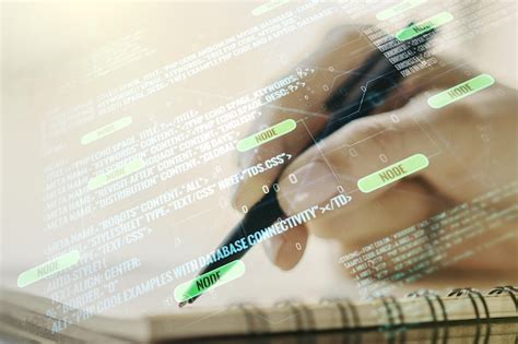 Premium Photo Abstract Creative Coding Concept With Man Hand Writing In Notebook On Background