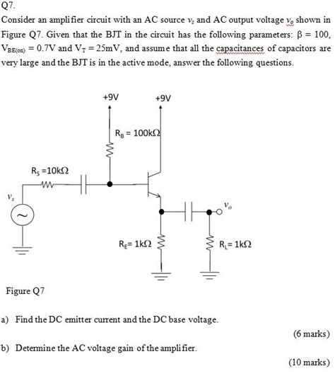 Solved Consider An Amplifier Circuit With An AC Source V Chegg Com