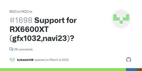 Support For Rx6600xt Gfx1032navi23 · Issue 1698 · Rocmrocm · Github
