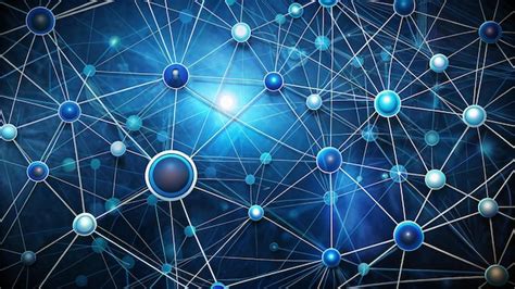 Interconnected Blue Spheres Network Abstract Background Premium Ai