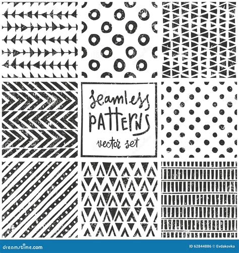Set Of 8 Primitive Geometric Patterns Tribal Stock Vector Illustration Of Ancient Hand 62844886