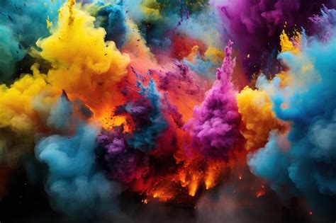 Premium Ai Image Abstract Background Of Colorful Powder Explosion Splashes Creating A Vibrant