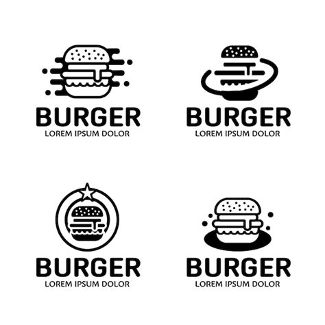햄버거 로고 세트 프리미엄 벡터