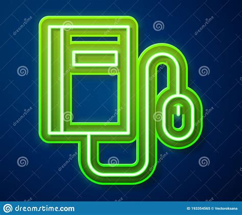 Glowing Neon Line Electronic Book With Mouse Icon Isolated On Blue