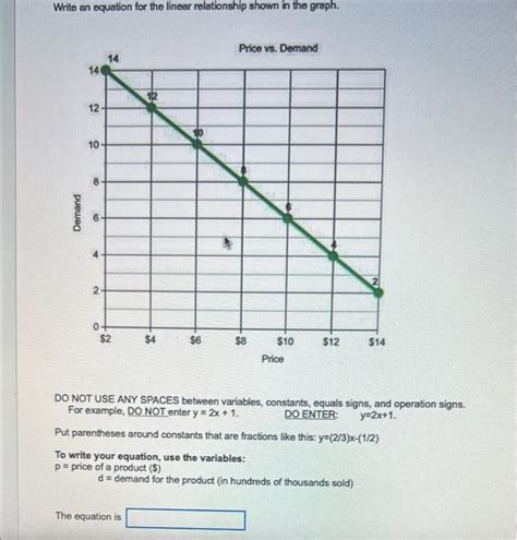 Solved Write An Equation For The Linear Relationship Shown Chegg