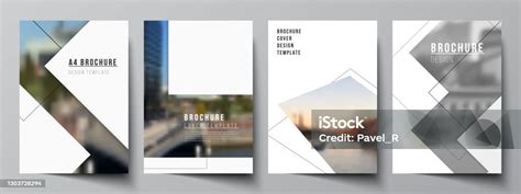 A4 포맷 커버의 벡터 레이아웃은 브로셔 전단지 레이아웃 소책자 커버 디자인 책 브로셔 커버를 위한 기하학적 단순 모양 선 및 포토 플레이스가 있는 디자인 템플릿을 모형으로