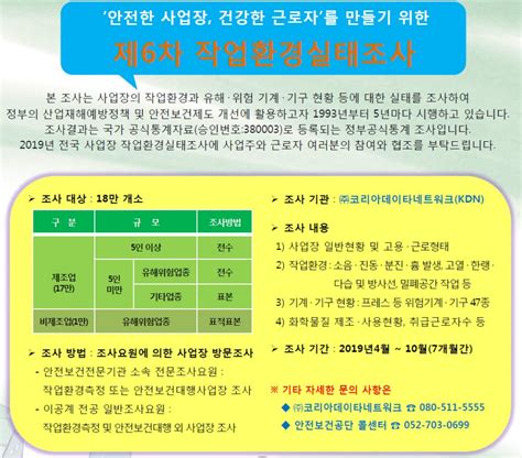 노무 제6차 작업환경실태조사고용노동부 산업재해예방 안전보건공단 공지사항 수원시의사회