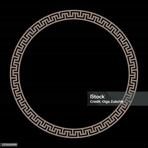 그리스 로마 패턴의 둥근 금색 프레임 비잔틴 로마 이집트 아시리아 그리스의 동기 로마 제국의 서클 고대 그리스 세라믹 섬유 자수 도자기 조각을 위해 0명에 대한 스톡 벡터