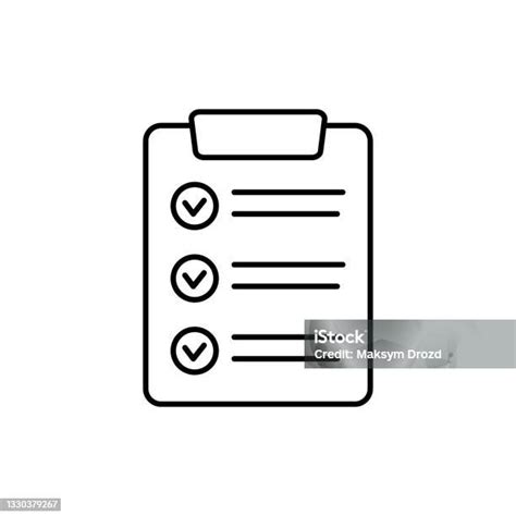 클립보드 라인 아이콘입니다 웹 사이트 및 앱 디자인에 대한 체크리스트 기호 기호입니다 0명에 대한 스톡 벡터 아트 및 기타 이미지 0명 날씬한 노트 Istock