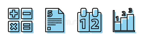 Set Line Mathematics Function Cosine Feather And Inkwell Infinity And Graph Schedule Chart