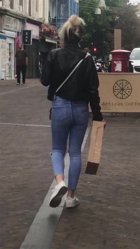 Sexy Slim Blonde In Tight Jeans Thisvid Com