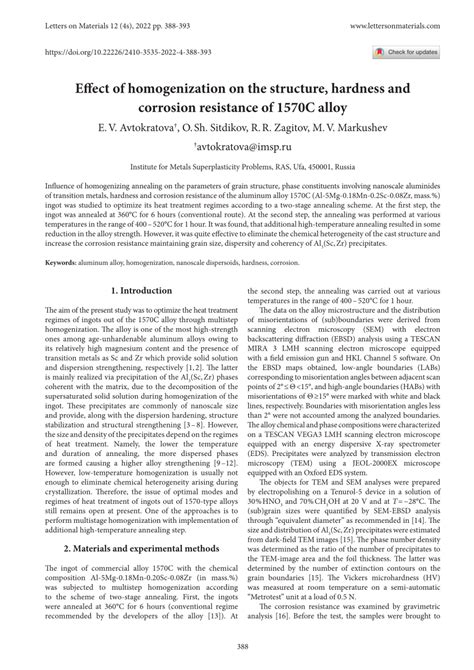 Pdf Effect Of Homogenization On The Structure Hardness And Corrosion