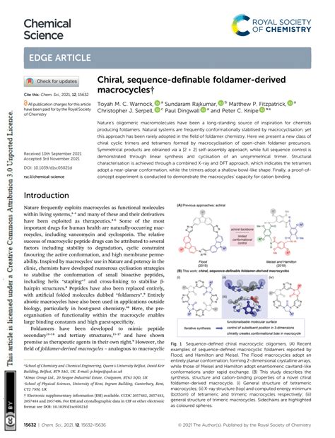 Pdf Chiral Sequence Definable Foldamer Derived Macrocycles