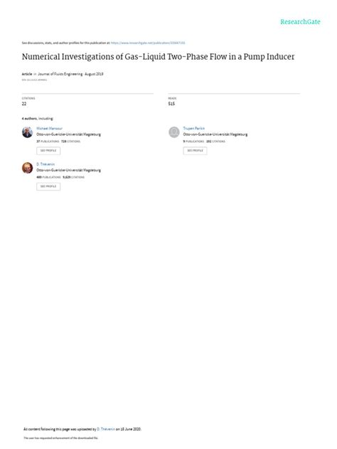 Numerical Investigations Of Gas Liquid Two Phase Flow In A Pump Inducer Pdf Pump Fluid