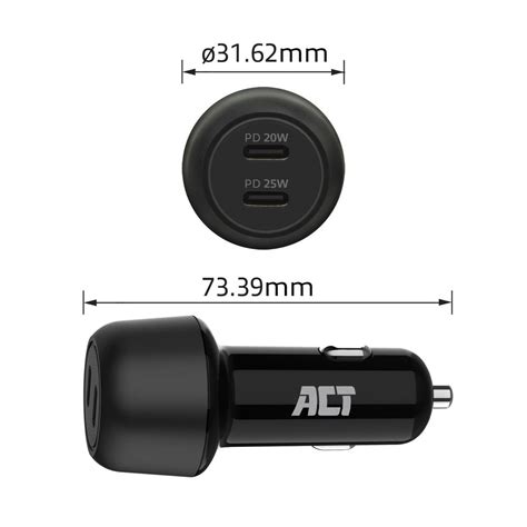 Stroomvoorziening ACT Autolader 2 Poorts USB C Fast Charge 45W Met Power Delivery IT Nerd