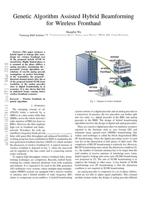 genetic algorithm assisted hybrid beamforming for wireless fronthaul