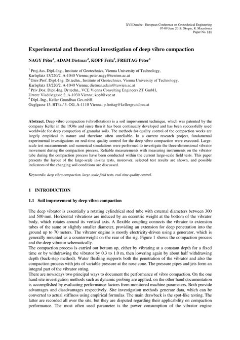Pdf Experimental And Theoretical Investigation Of Deep Vibro Compaction