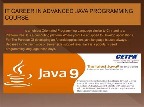 Ppt It Career In Advanced Java Programming Course Powerpoint