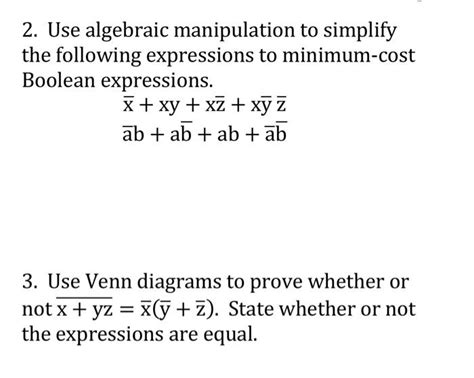 Solved 2 Use Algebraic Manipulation To Simplify The