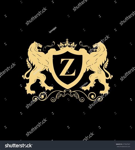 Letter Z Elegant Logo Two Lions เวกเตอรสตอก ปลอดคาลขสทธ