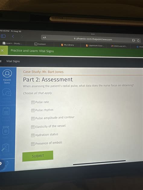 Solved Part 2 Assessmentwhen Assessing The Patients Radial