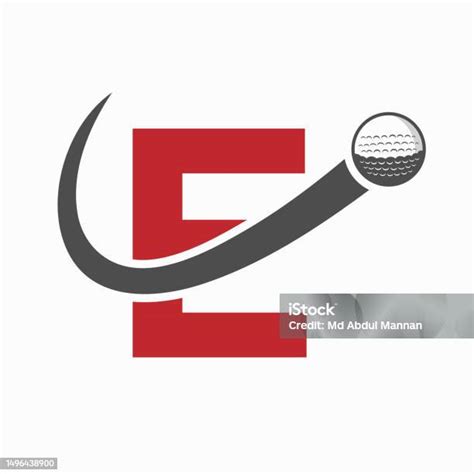이니셜 레터 E 골프 로고 디자인 이니셜 하키 스포츠 아카데미 사인 클럽 심볼 Championship에 대한 스톡 벡터 아트 및