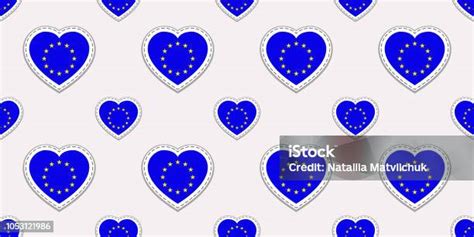 유럽 연합 깃발 완벽 한 패턴입니다 벡터 Eu 국기 Stikers입니다 사랑 하트 기호 여행 스포츠 페이지 관광 지리적 정치적