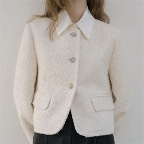 르아린 앤유브라운 아카이브 트위드자켓 노카라자켓 크롭자켓