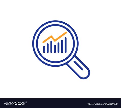 Chart Line Icon Report Graph Sign In Magnifier Vector Image
