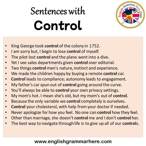 Sentences With Control Control In A Sentence In English Sentences For