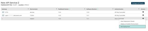 Select The Version Of The API And Select Actions Edit Deployment Edit The Deployment Details