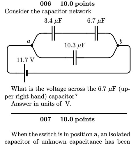 Solved Consider The Capacitor Network What Is The Voltage