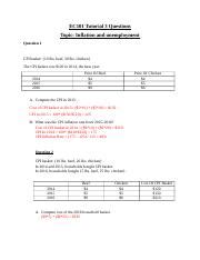 EC101 Tutorial 3 Questions Docx EC101 Tutorial 3 Questions Topic Inflation And Unemployment