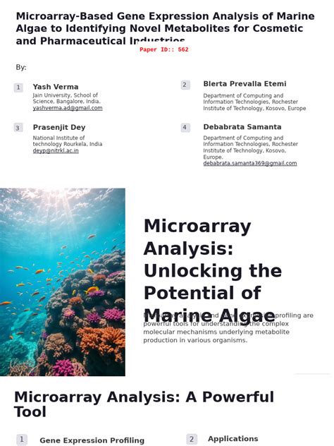 Microarray Based Gene Expression Analysis Of Marine Algae To Identifying Novel Metabolites For