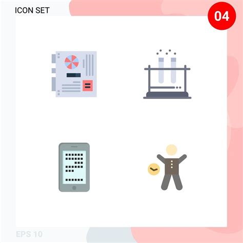 Mobile Interface Flat Icon Set Of 4 Pictograms Of Computer Mobile Mother Test Cell Editable