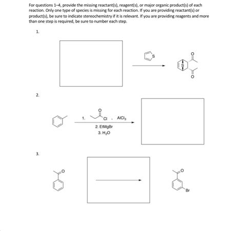solved for questions 1 4 provide the missing reactant s
