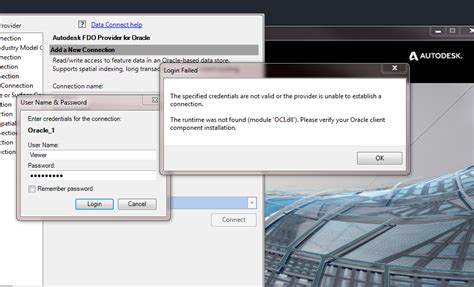 the runtime was was not found module oci dll when connecting to oracle in autocad map 3d