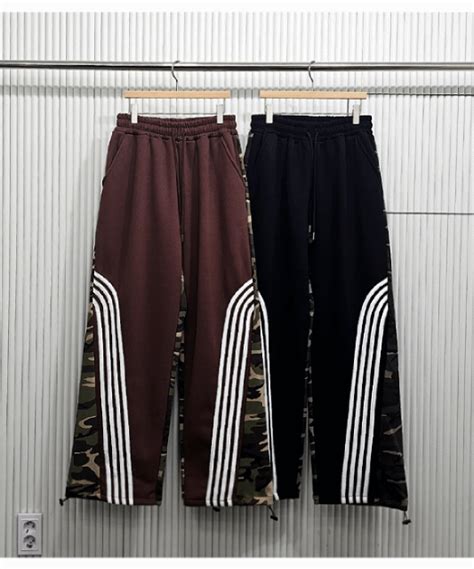 💙단체and댄서룩추천💙 겨울 기모 카모 밀리터리 스트링 배색 트랙팬츠 와이드 트레이닝 밴딩 바지 2color [공연의상 무대의상 축제 행사 단체 커플 남녀공용 빅사이즈] 에이블리