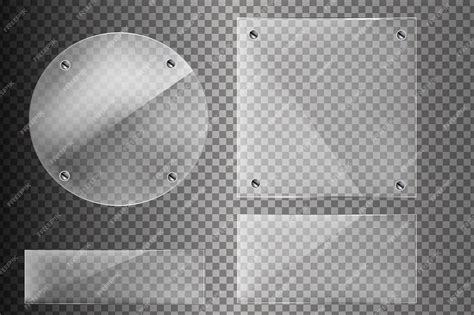 투명 한 배경에 유리 배너입니다 투명 배경에 투명 유리 쇼케이스 프리미엄 벡터