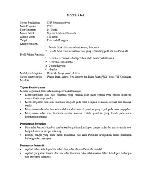 Modul Ajar Pkn Fase D Pdf