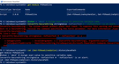 Psreadline History Doesnt Scrub Sensitive Information As Documented · Issue 3442 · Powershell