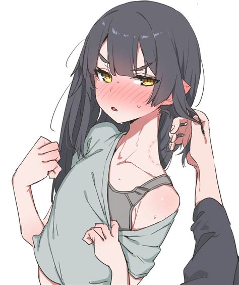 Raigou Akari Raigou Original 1girl Bite Mark Black Hair Blush