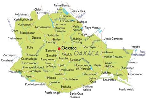 Map Of Oaxaca Mexico With Roads And Cities