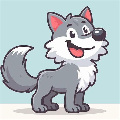 Premium Vector Vector Style Grey Wolf Cute Mascot