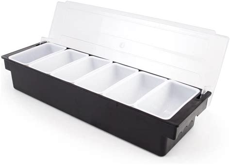 Bar Top Food And Condiment Dispenser 6 Tray Plastic Garnish Station