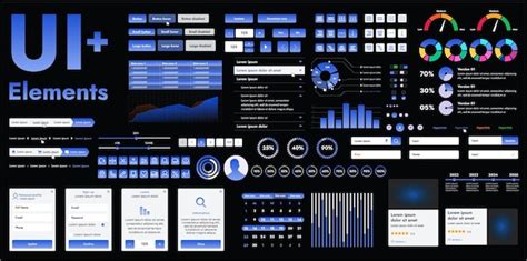 Premium Vector A Set Of Modern Blue Web Interface Elements Designed