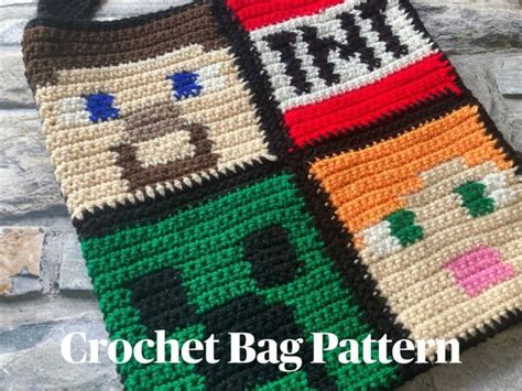 Minecraft Inspired Crochet Bag Pattern Pdf Digital Download Etsy