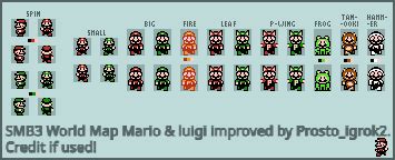 Mario And Luigi Smb3 Map Sprites Improved Mario Customs Custom