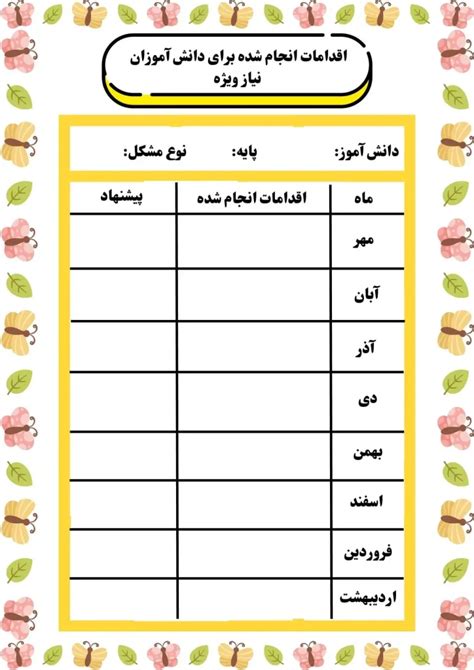 پوشه کار معلم دانلود 1 Pdf قابل چاپ برای معلمان ابتدایی